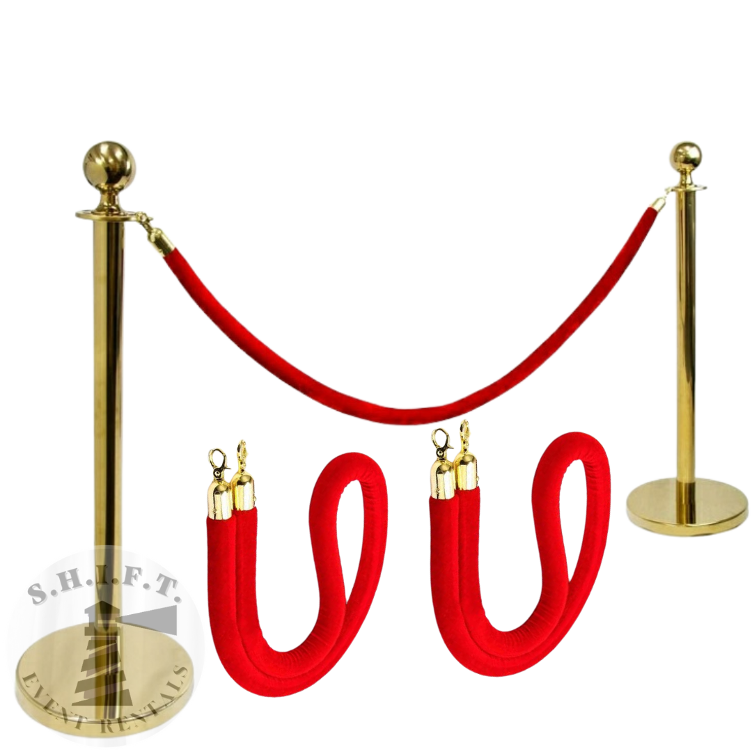 Red Ropes (Gold Trim) – S.H.I.F.T. Event Rentals