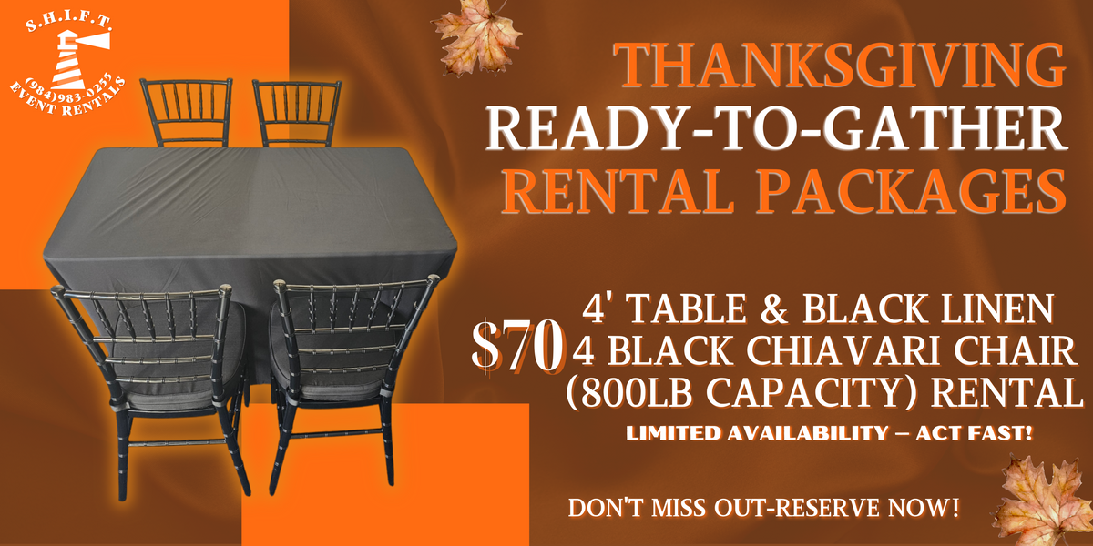 Thanksgiving & Friendsgiving Event Rental Package – Tables, Chairs ...